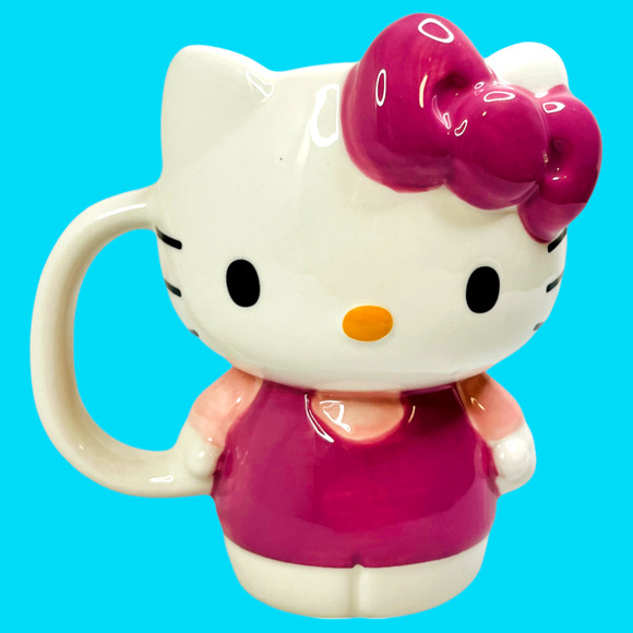 Sanrio | Dining | Hello Kitty Mug Pink 3d Sculpted Ceramic Cup Coffee ...
